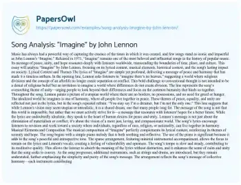 Song Analysis: “Imagine” by John Lennon - Free Essay Example - 1248 ...