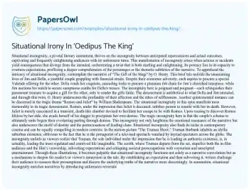 Situational Irony In 'Oedipus The King' - Free Essay Example - 576 ...