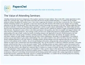 The Value of Attending Seminars - Free Essay Example - 508 Words ...
