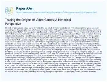 Tracing the Origins of Video Games: A Historical Perspective - Free ...