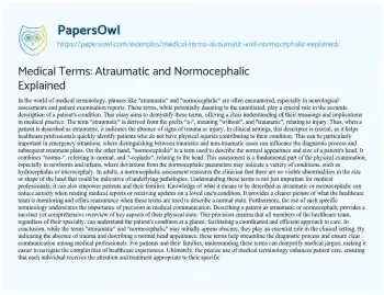 Medical Terms: Atraumatic and Normocephalic Explained - Free Essay ...