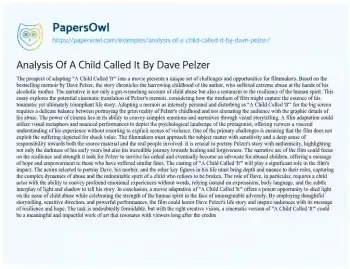 Analysis Of A Child Called It By Dave Pelzer - Free Essay Example - 501 ...