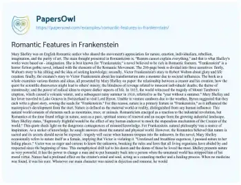 Romantic Features in Frankenstein - Free Essay Example - 991 Words ...
