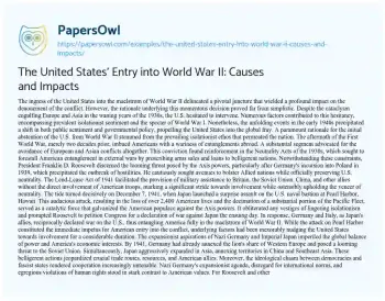 The United States’ Entry into World War II: Causes and Impacts - Free ...