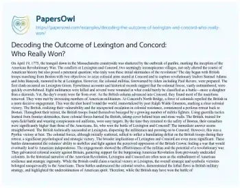 Decoding the Outcome of Lexington and Concord: Who Really Won? - Free ...