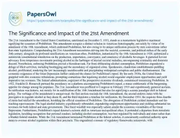 The Significance and Impact of the 21st Amendment - Free Essay Example ...