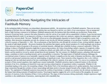 Luminous Echoes: Navigating the Intricacies of Flashbulb Memory - Free ...