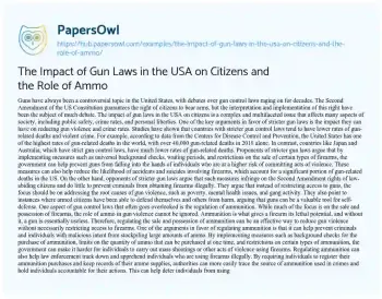 The Impact of Gun Laws in the USA on Citizens and the Role of Ammo ...