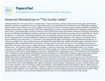 American Romanticism in *The Scarlet Letter* - Free Essay Example - 694 ...