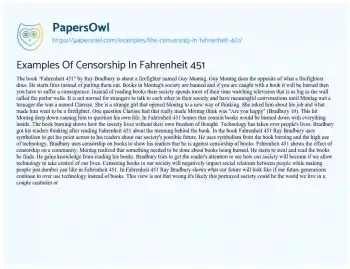 Censorship In Fahrenheit 451 - Free Essay Examples - 389 Words ...