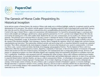 The Genesis of Morse Code: Pinpointing Its Historical Inception - Free ...