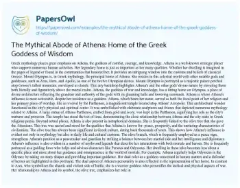 The Mythical Abode of Athena: Home of the Greek Goddess of Wisdom ...