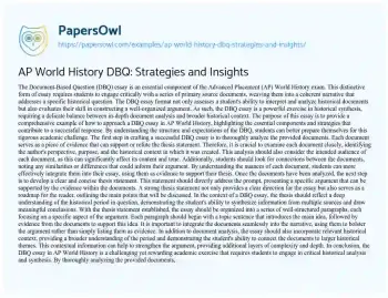 AP World History DBQ: Strategies and Insights - Free Essay Example ...