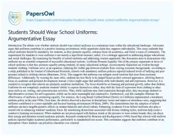 Students Should Wear School Uniforms: Argumentative Essay - Free Essay ...