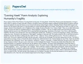 "Evening Hawk" Poem Analysis: Exploring Humanity's Fragility - Free ...