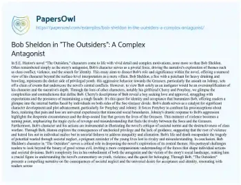 Bob Sheldon in "The Outsiders": A Complex Antagonist - Free Essay ...
