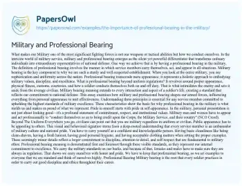 Military and Professional Bearing - Free Essay Example - 1542 Words ...