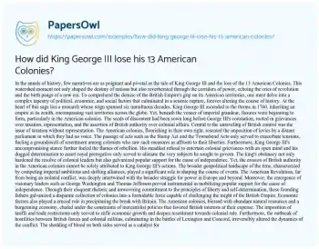 How did King George III lose his 13 American Colonies? - Free Essay ...