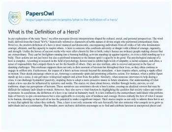What is the Definition of a Hero? - Free Essay Example - 518 Words ...